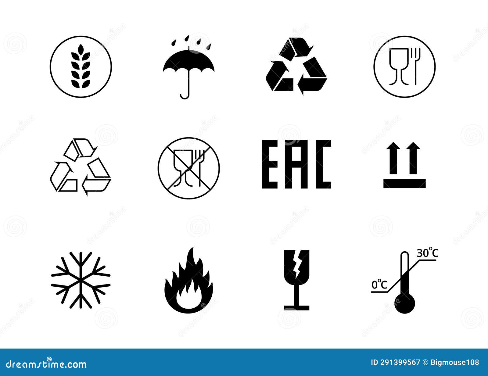 Packaging Symbols Black Thin Line Icons Set. Vector Stock Vector ...