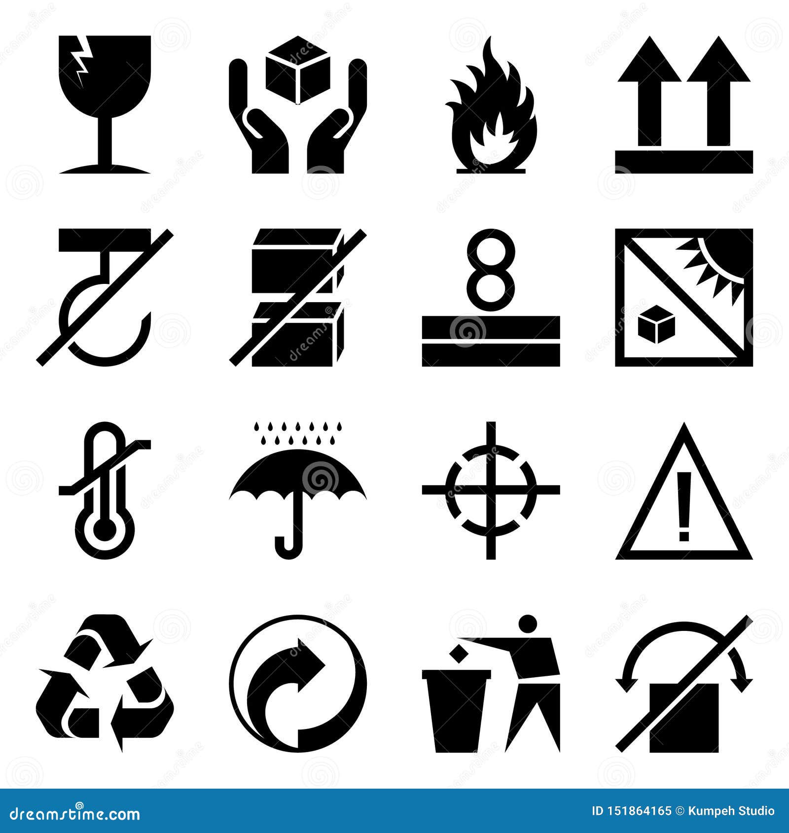 Packaging Symbols. Logistics Icon Set Box Isolated On White Background ...