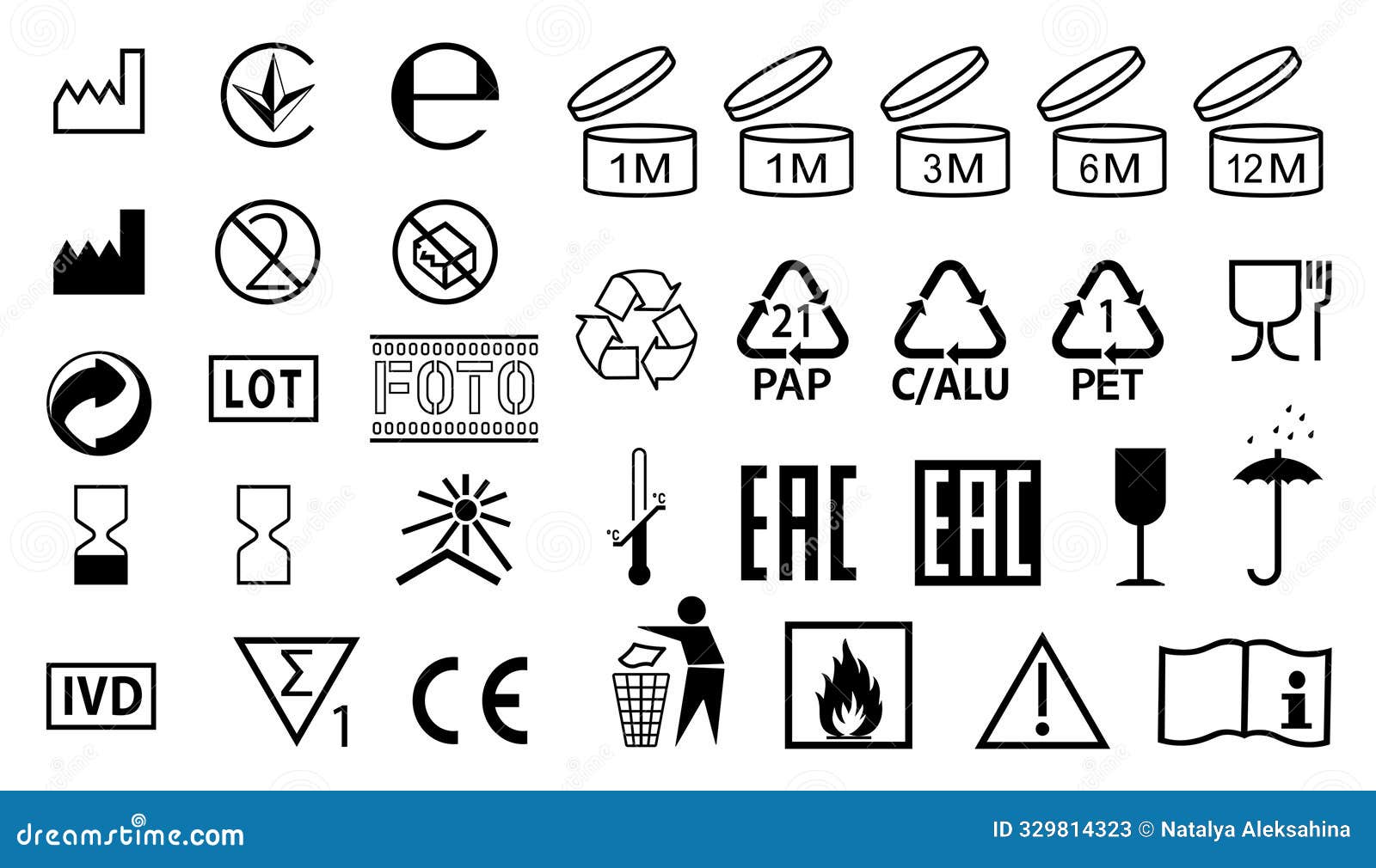 Packaging symbols set stock vector. Illustration of vector - 329814323