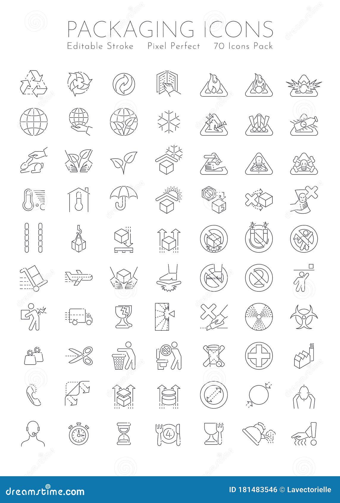 Packaging symbols set stock vector. Illustration of industrial - 181483546