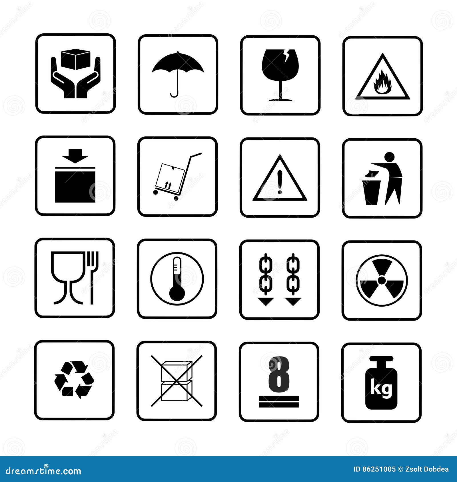 Packaging Symbols Set 1 Of 2 . Cartoon Vector | CartoonDealer.com #86251005