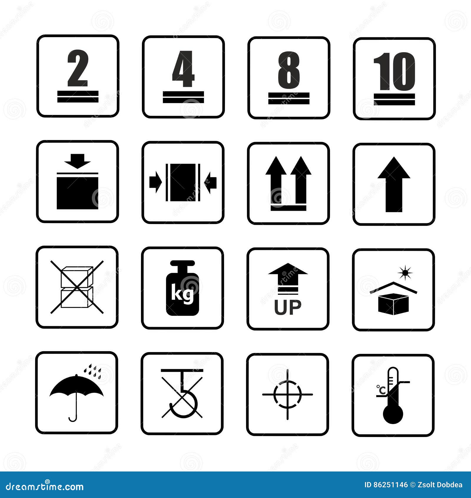 Packaging Symbols Set 2 of 2 . Stock Vector - Illustration of paper ...
