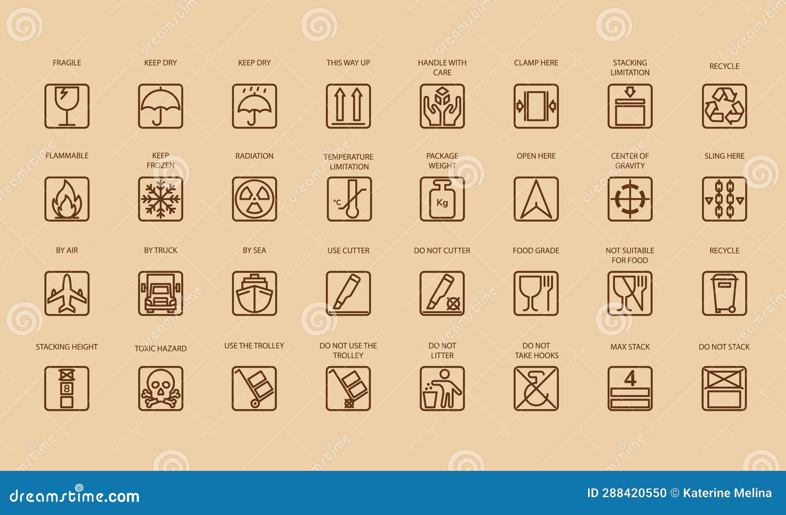 Packaging Symbols Vector Set, Cargo Icons Stock Illustration ...