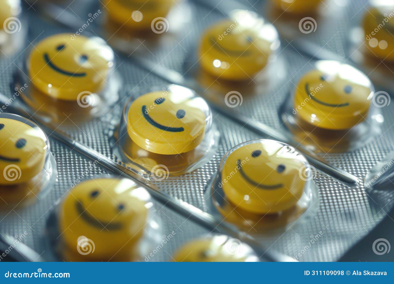 Packaging of Tablets, Yellow Tablets with a Smiley Face Stock ...