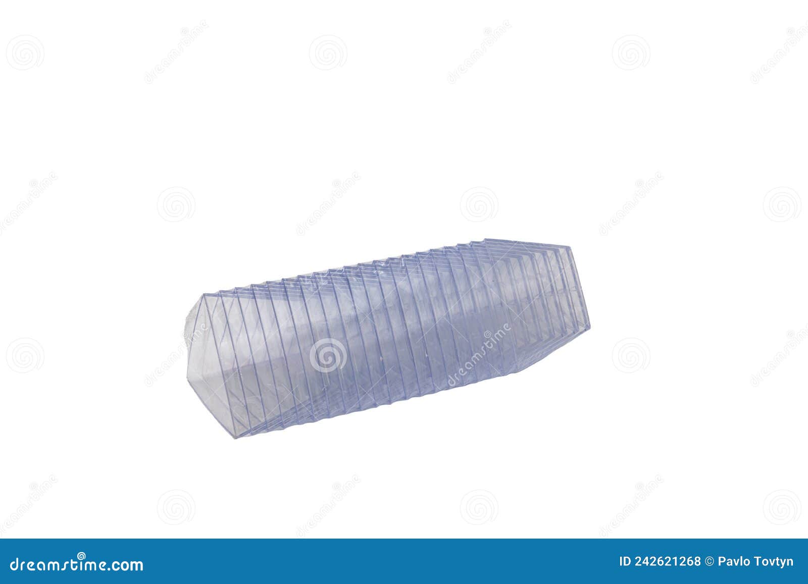 Packaging of Triangular Plastic Cups on a White Background Stock Photo ...