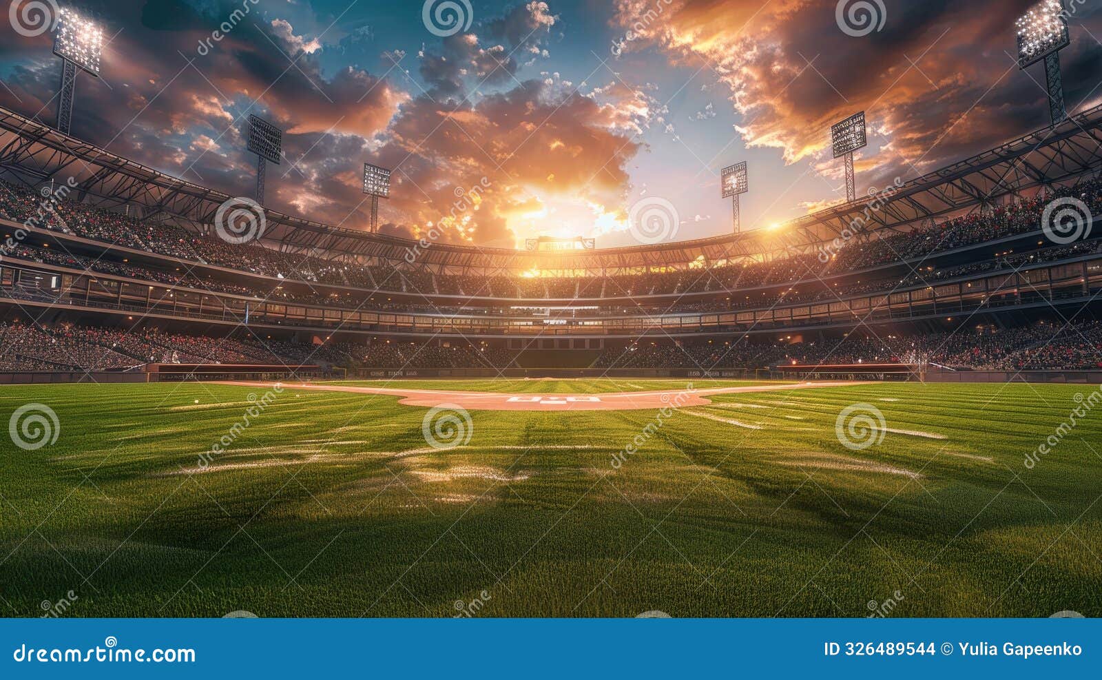 A Packed Baseball Stadium Under a Dramatic Sunset Sky Stock Photo ...
