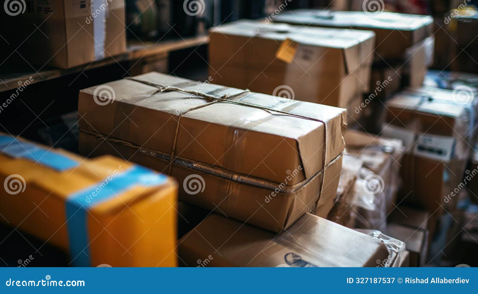 Packed Boxes in a Warehouse Stock Illustration - Illustration of ...