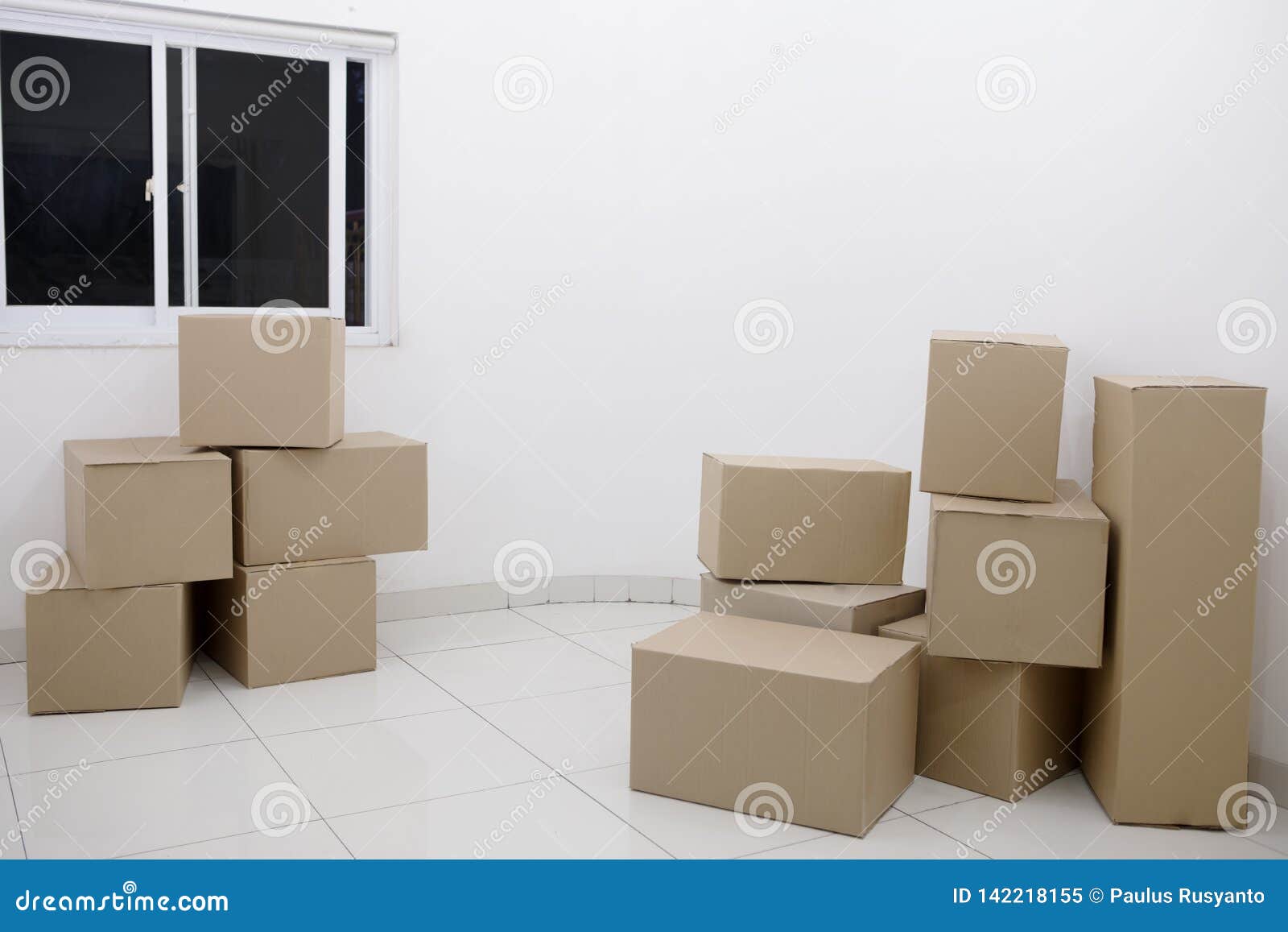 Packed Cardboard Boxes into a New House Stock Image - Image of ...