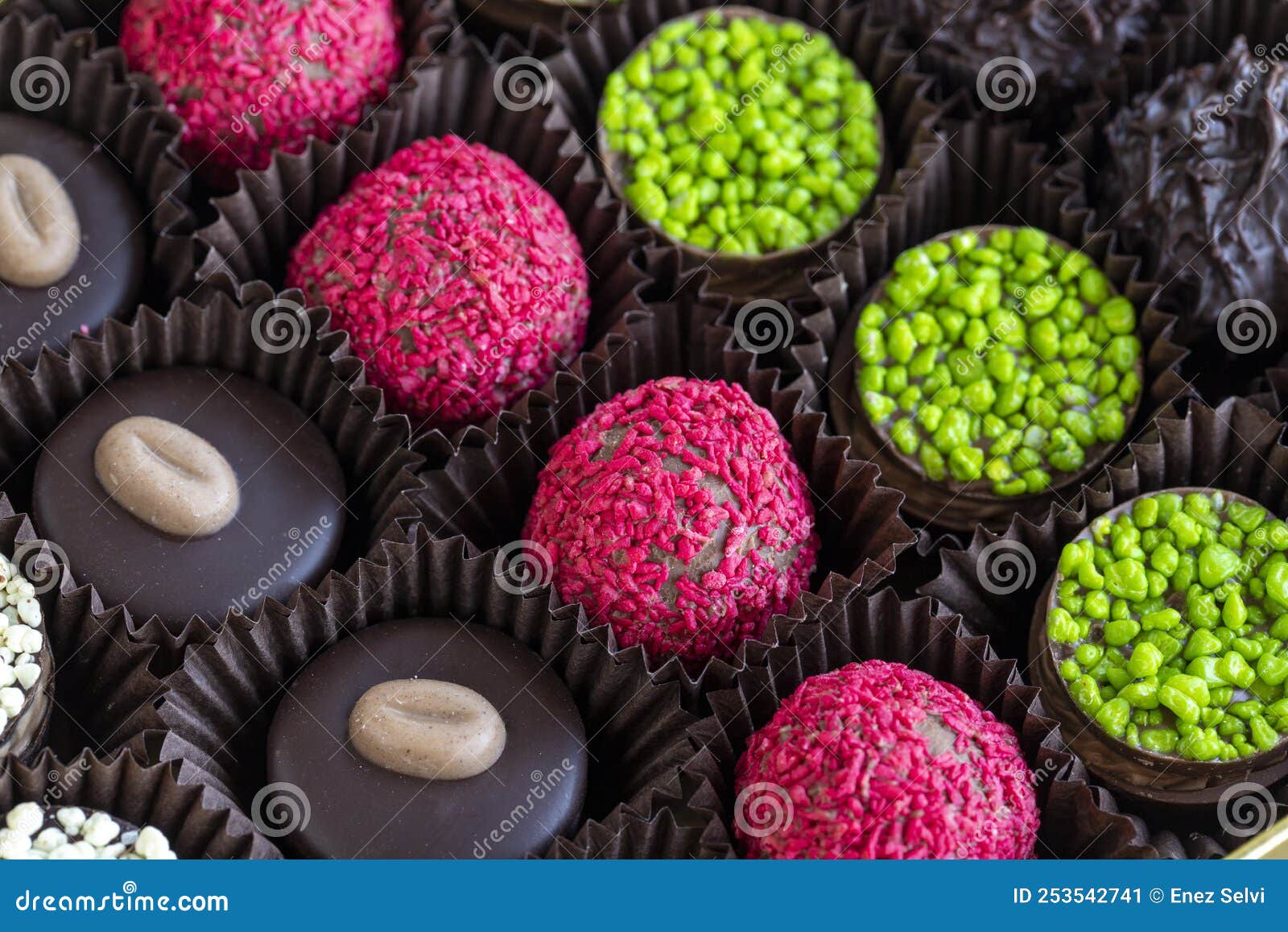 Packed Chocolate. Assortment of Packed Truffle Chocolates on a White ...