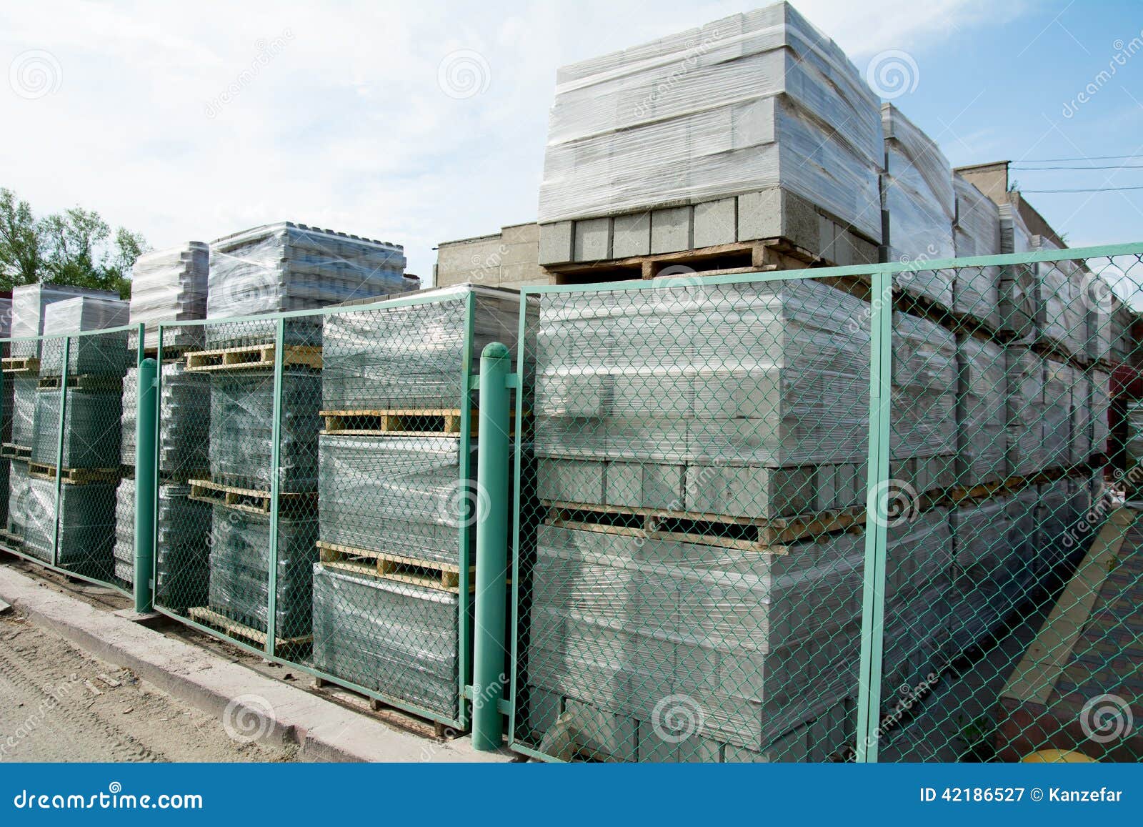 Packed Cinder Blocks Outdoors in Racks. Stock Image - Image of ...