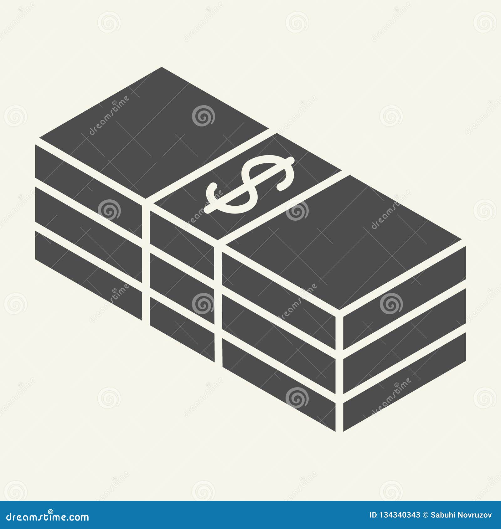 Packed Dollars Solid Icon. Bundle of Money Vector Illustration Isolated ...