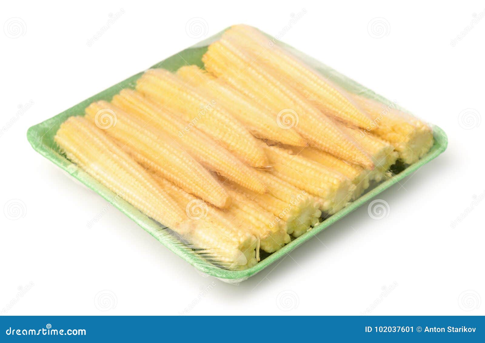 Packed fresh baby corn stock image. Image of isolated - 102037601
