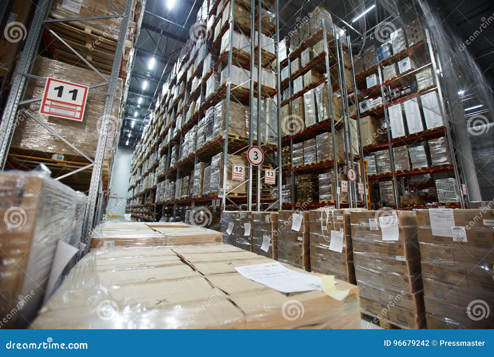 Packed goods in warehouse stock photo. Image of factory - 96679242