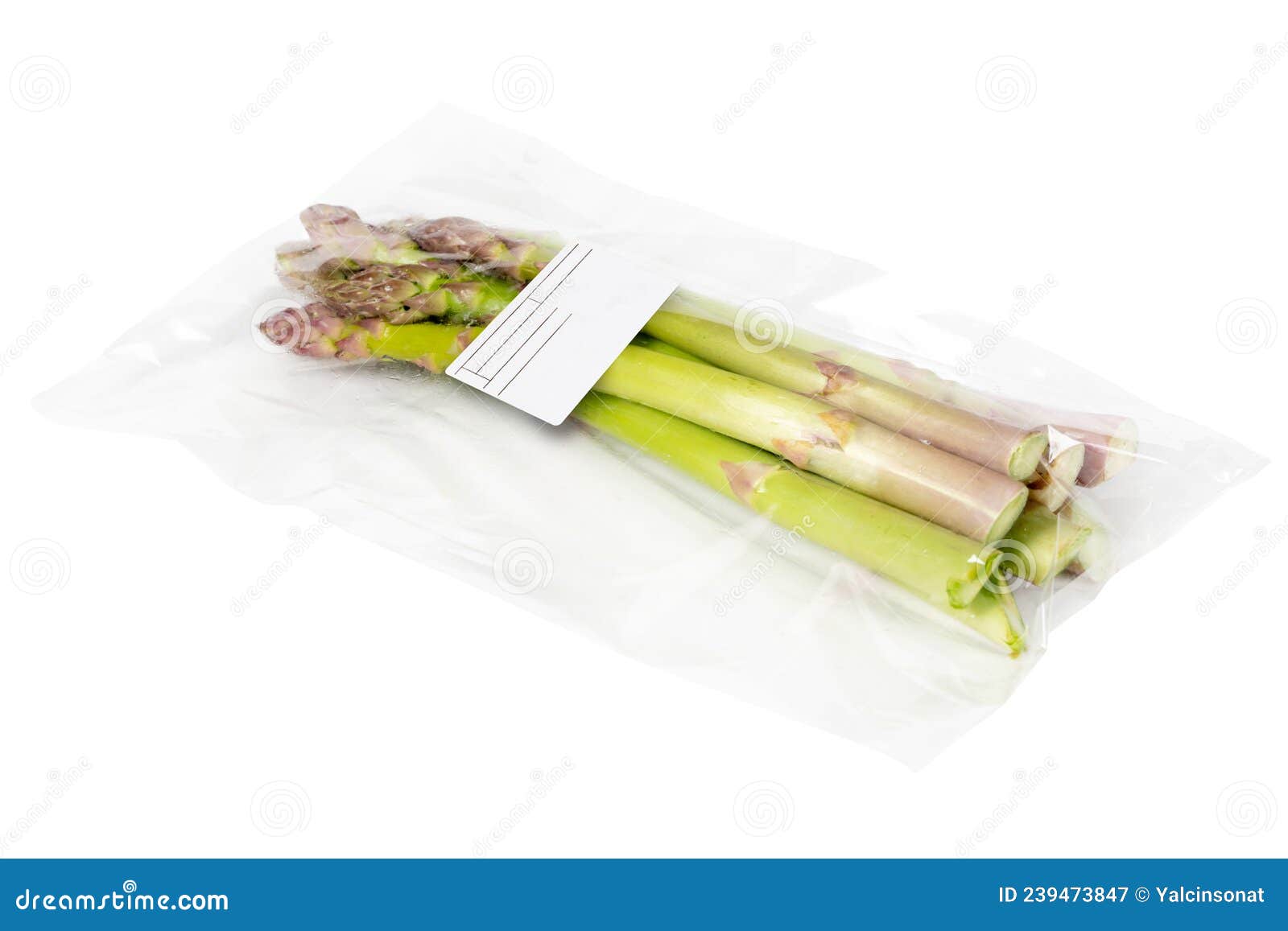 Packed and Labeled Asparagus on an Isolated White Background Stock ...