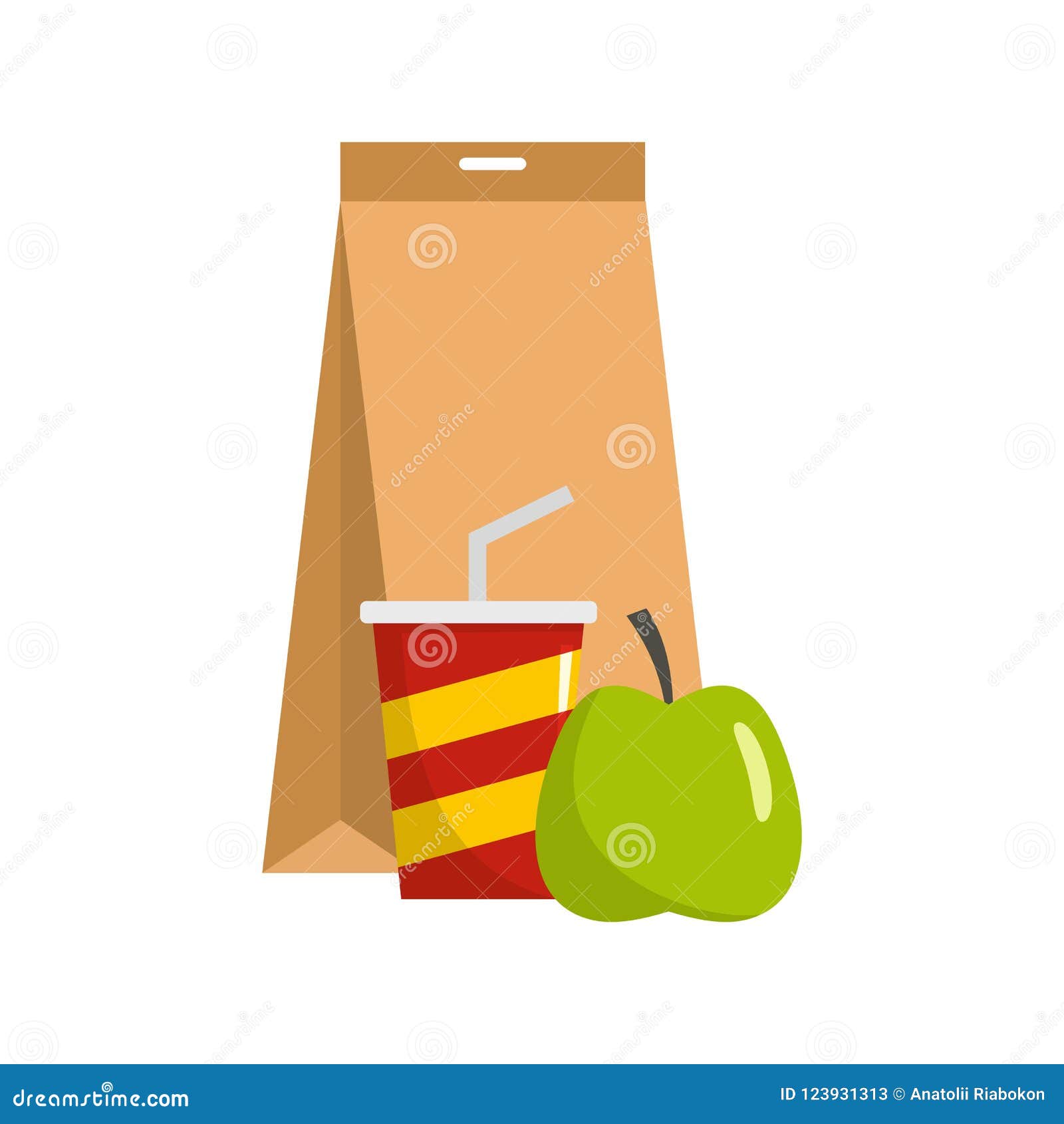 Packed Lunch Icon, Flat Style Stock Illustration - Illustration of ...