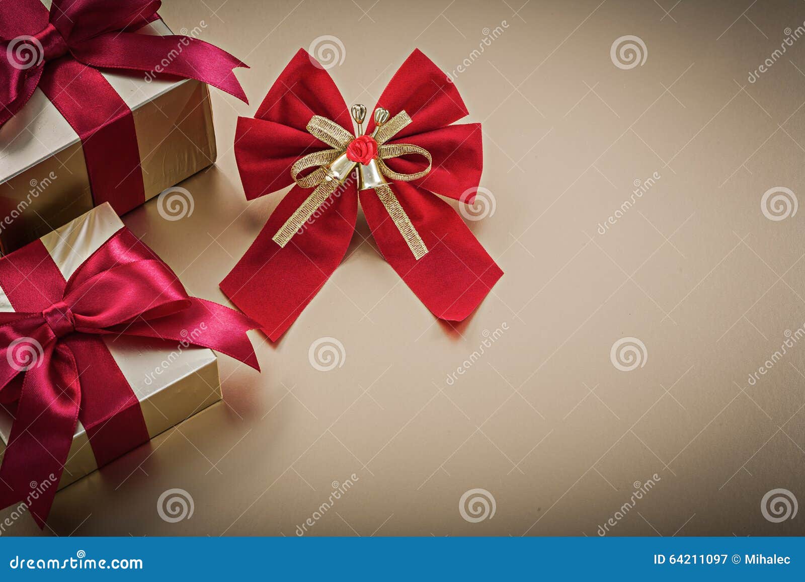 Packed Present Boxes with Tied Ribbons Red Bow Stock Image - Image of ...
