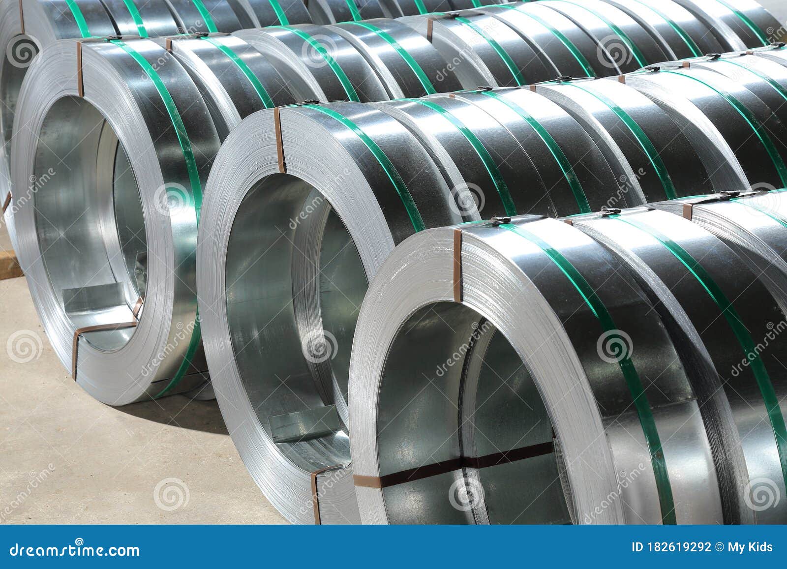 Packed Rolls of Steel Sheet Stock Photo - Image of manufacturing, iron ...