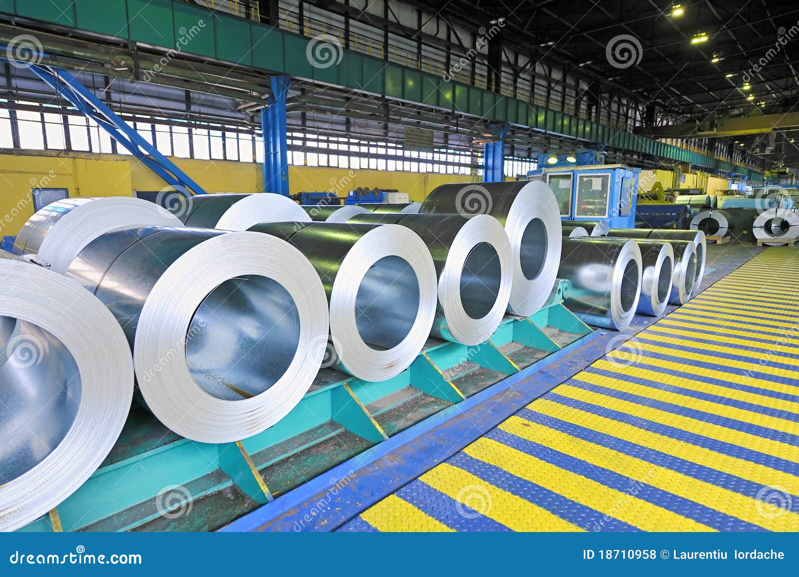 Packed Rolls of Steel Sheet Stock Photo - Image of tile, industrial ...