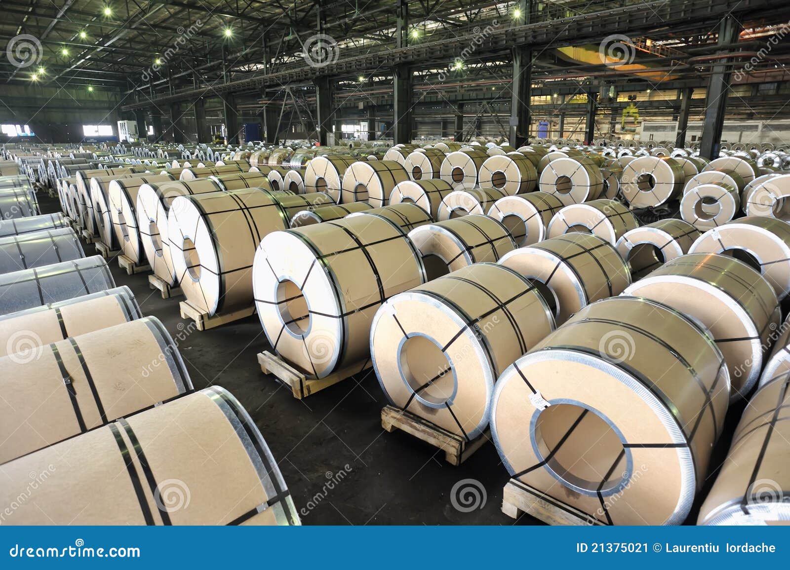 Packed Rolls of Steel Sheet Stock Image - Image of steel, round: 21375021