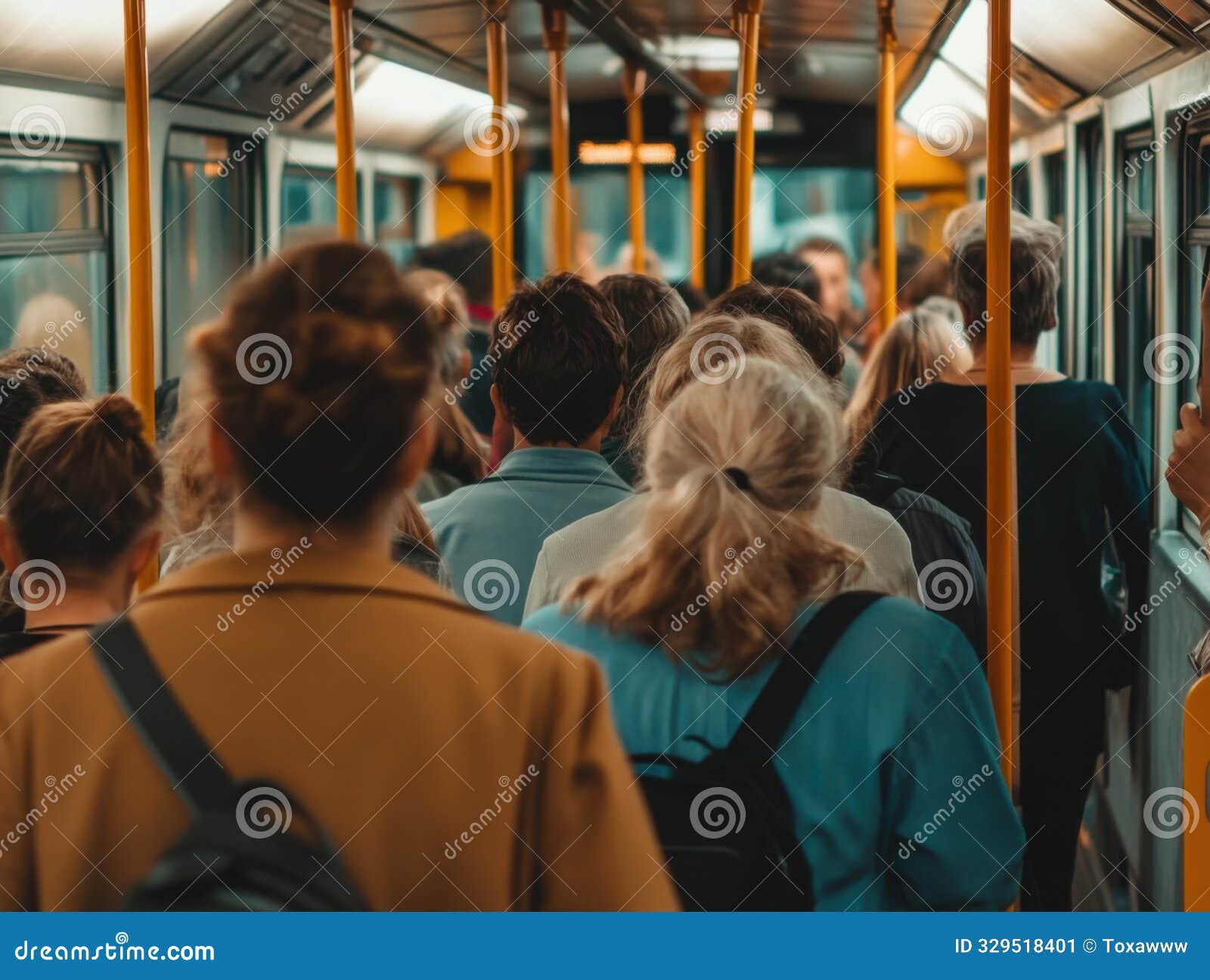 Crowded Subway Train during Rush Hour Commute Stock Image - Image of ...