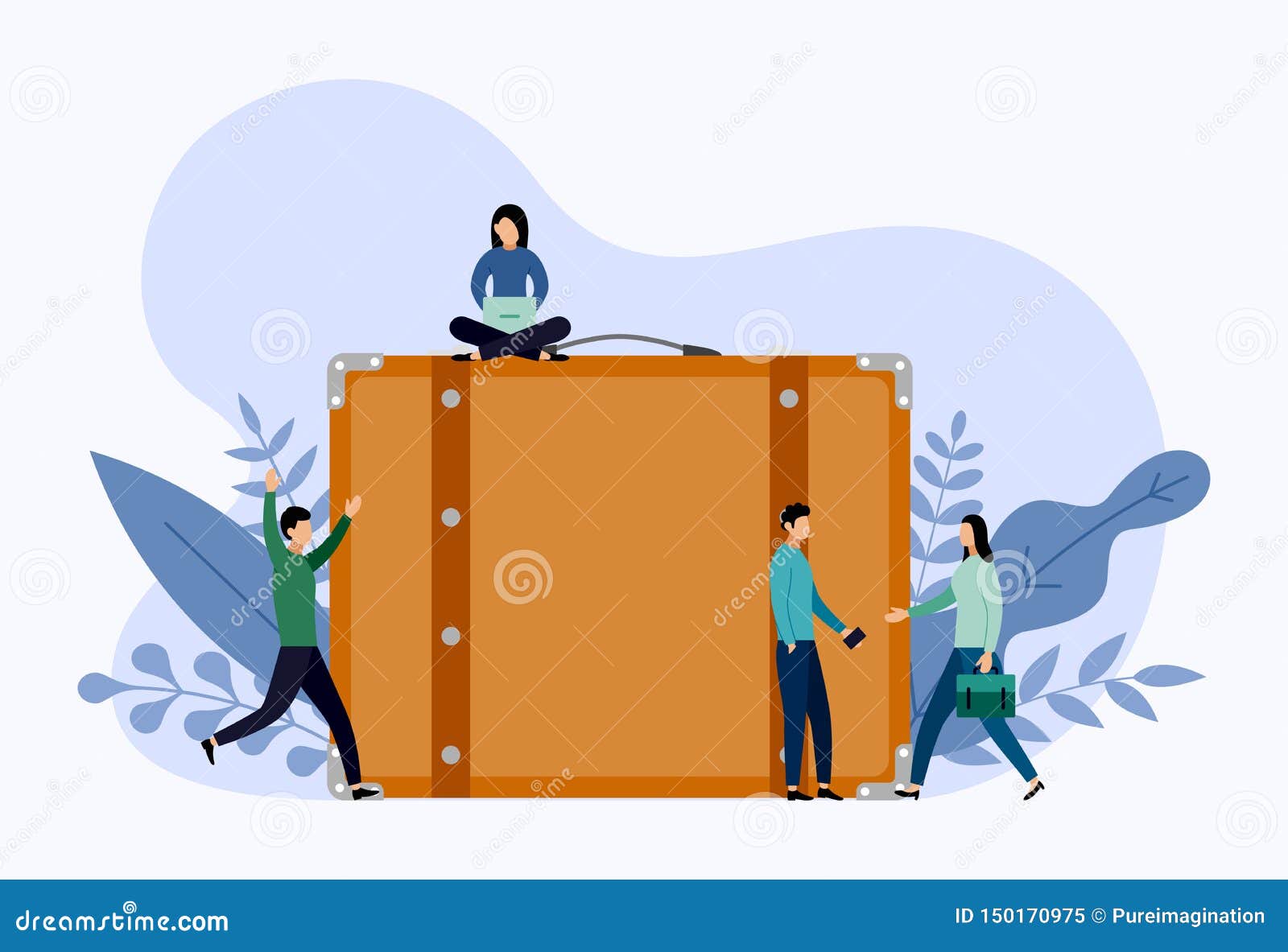 Packed Suitcase with Human Concepts Stock Vector - Illustration of ...
