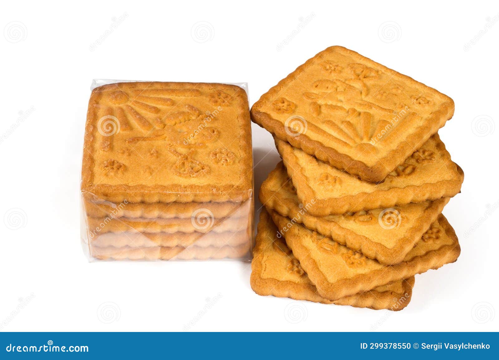 Packed and Unpacked Cookies on a White Background. Stock Photo - Image ...