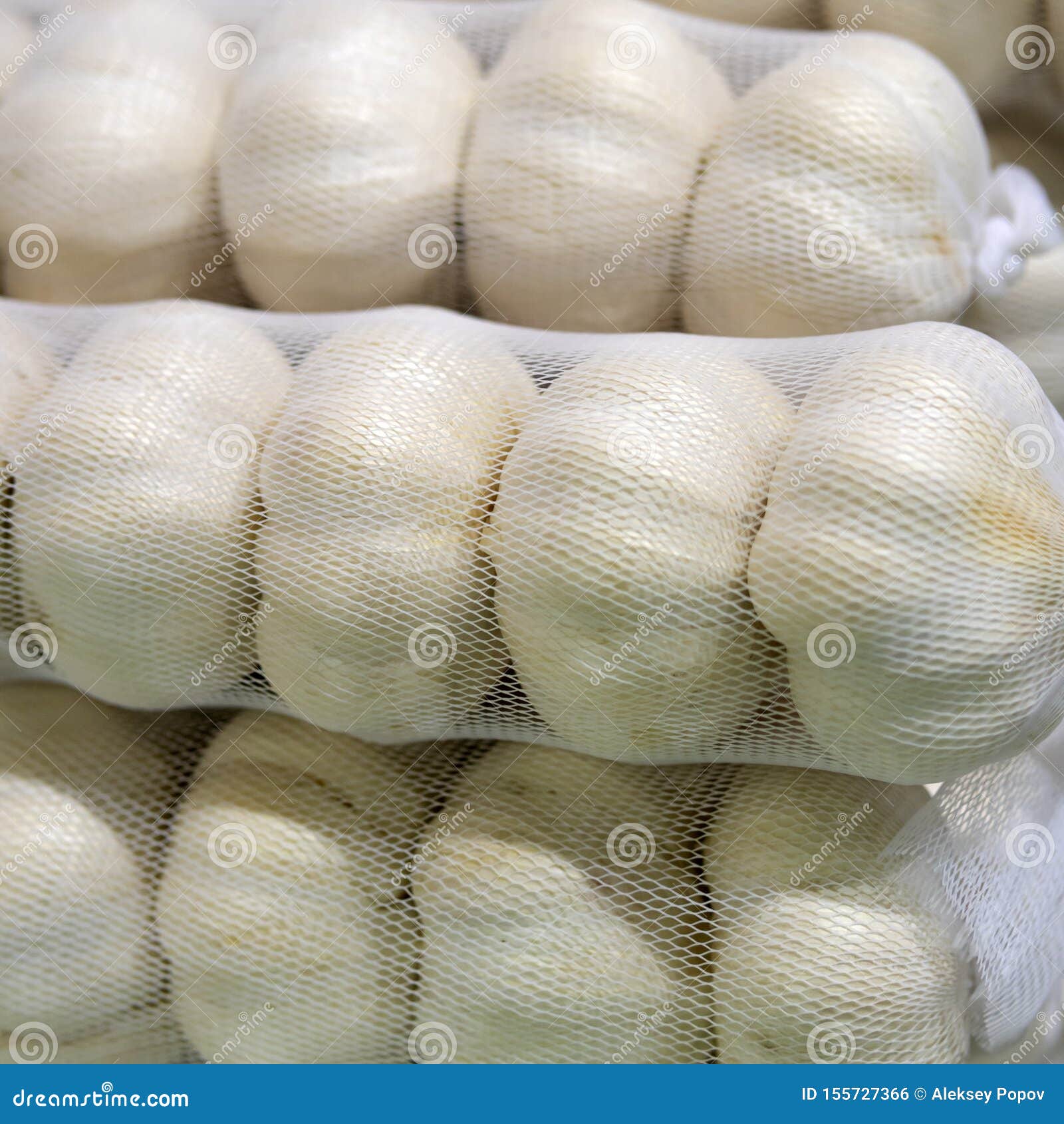 Packed white garlic stock photo. Image of space, garlic - 155727366