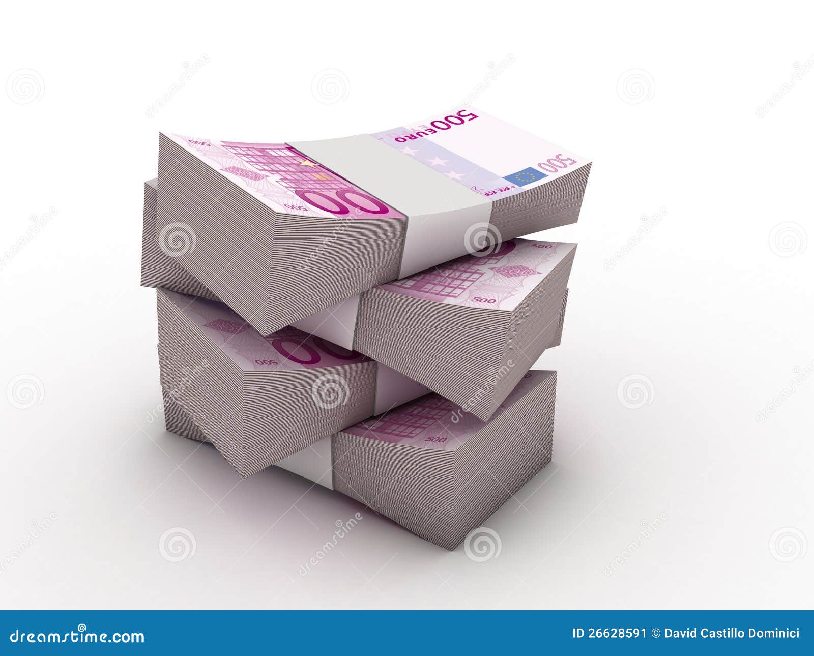 Packet of 500 Euro notes stock illustration. Illustration of pack ...