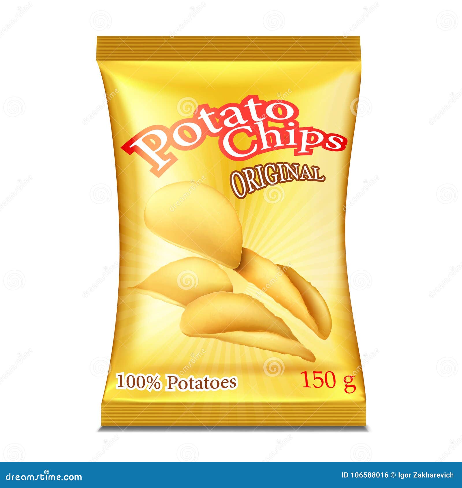 A packet of chips. Vector stock vector. Illustration of icon - 106588016