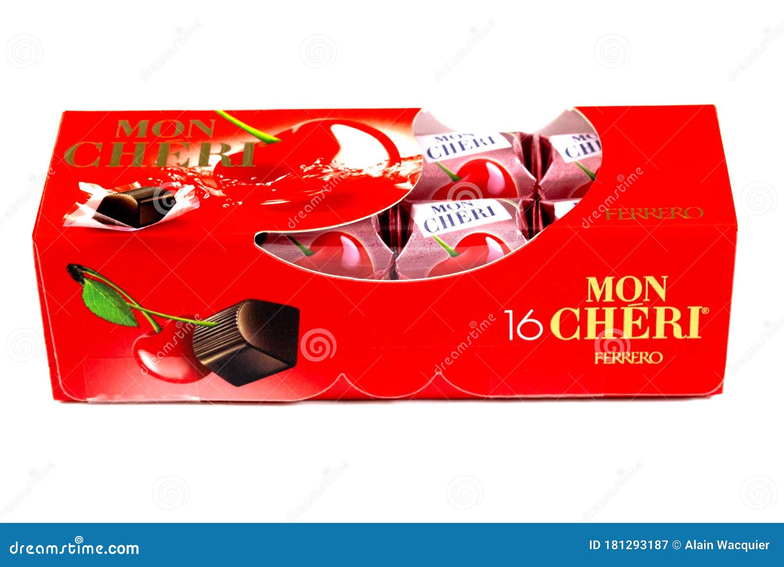 Packet of Mon ChÃ©ri Brand Chocolate on a White Background Editorial ...