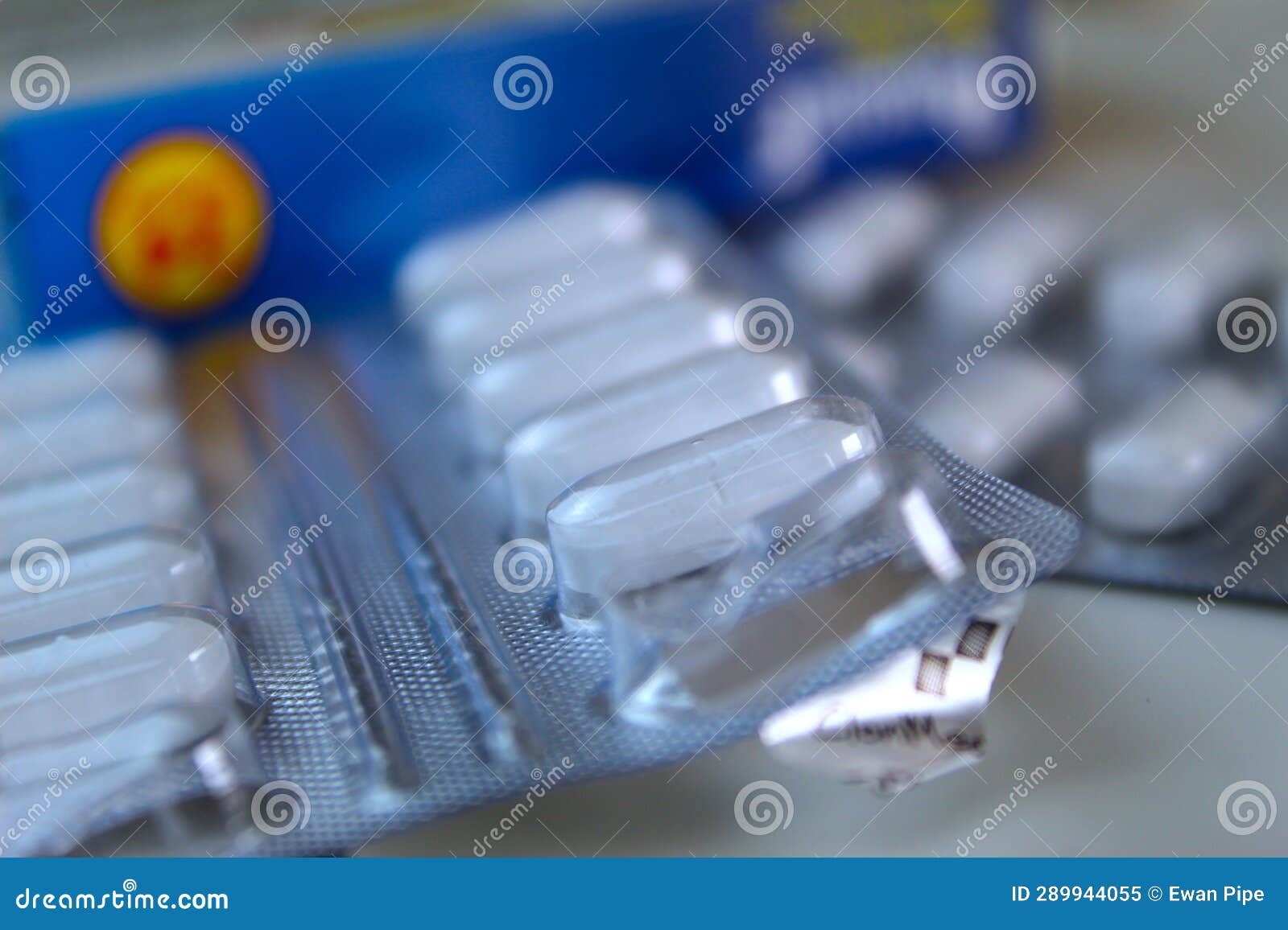 A Packet of Painkiller Tablets in a Plastic Container Stock Image ...