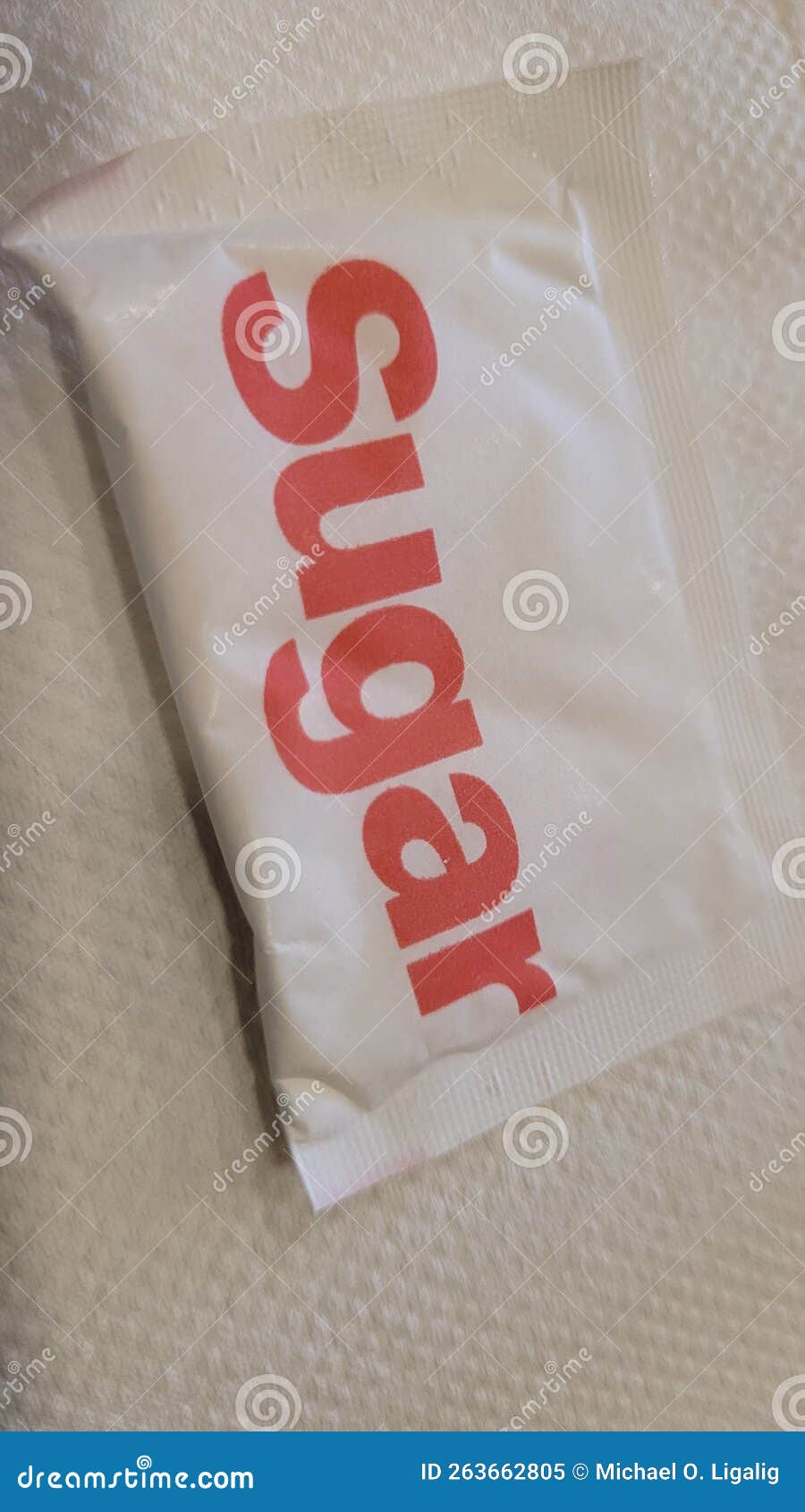 Packet of White Sugar Placed on Tissue Paper Stock Image - Image of ...