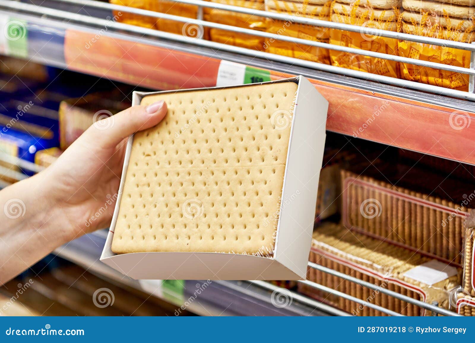 Packets of Cookies in Hands of Buyer Stock Photo - Image of customer ...