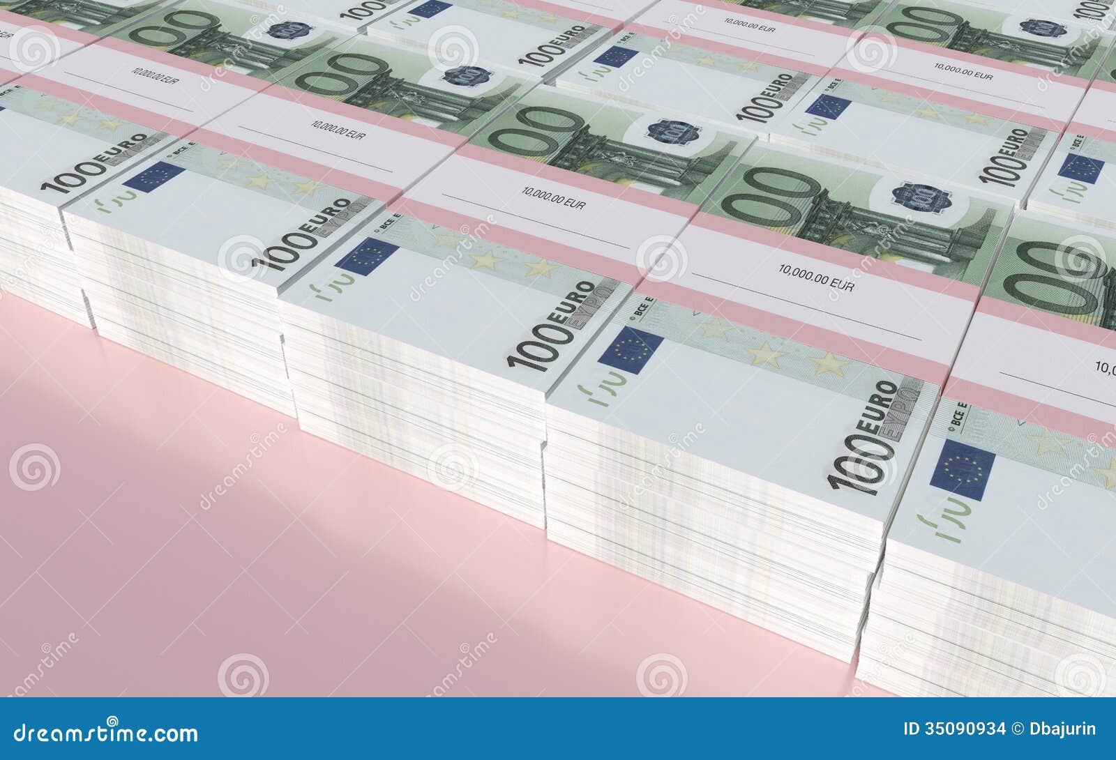 Packets of 100 Euro bills stock illustration. Illustration of profit ...