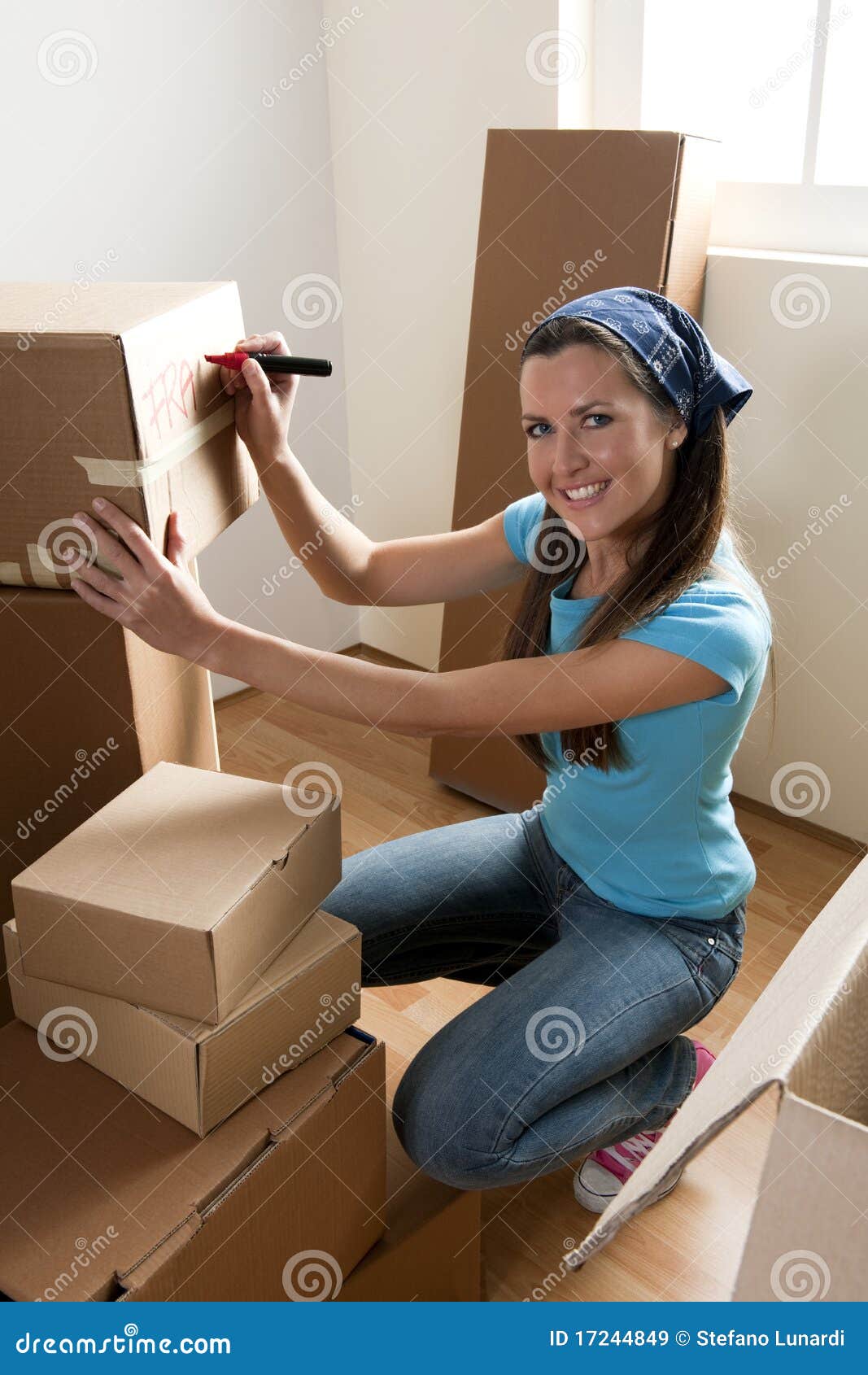 Packing stock image. Image of women, person, blue, female - 17244849