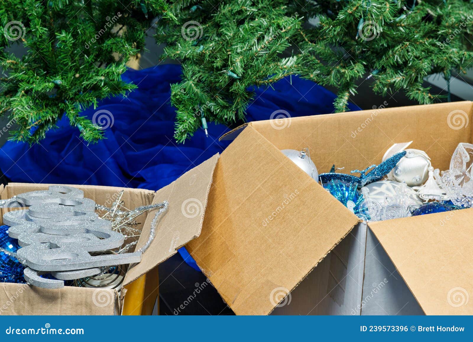 Packing Away Christmas Decorations after the New Year. Stock Photo ...