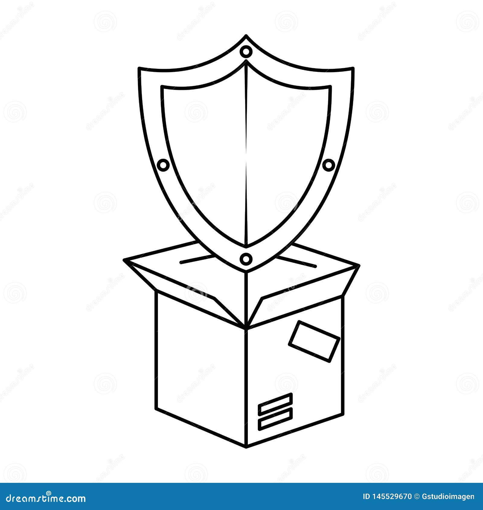 Packing Box Carton with Shield Stock Illustration - Illustration of ...