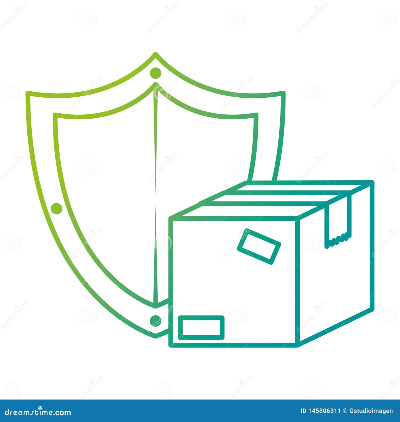 Packing Box Carton with Shield Stock Illustration - Illustration of ...