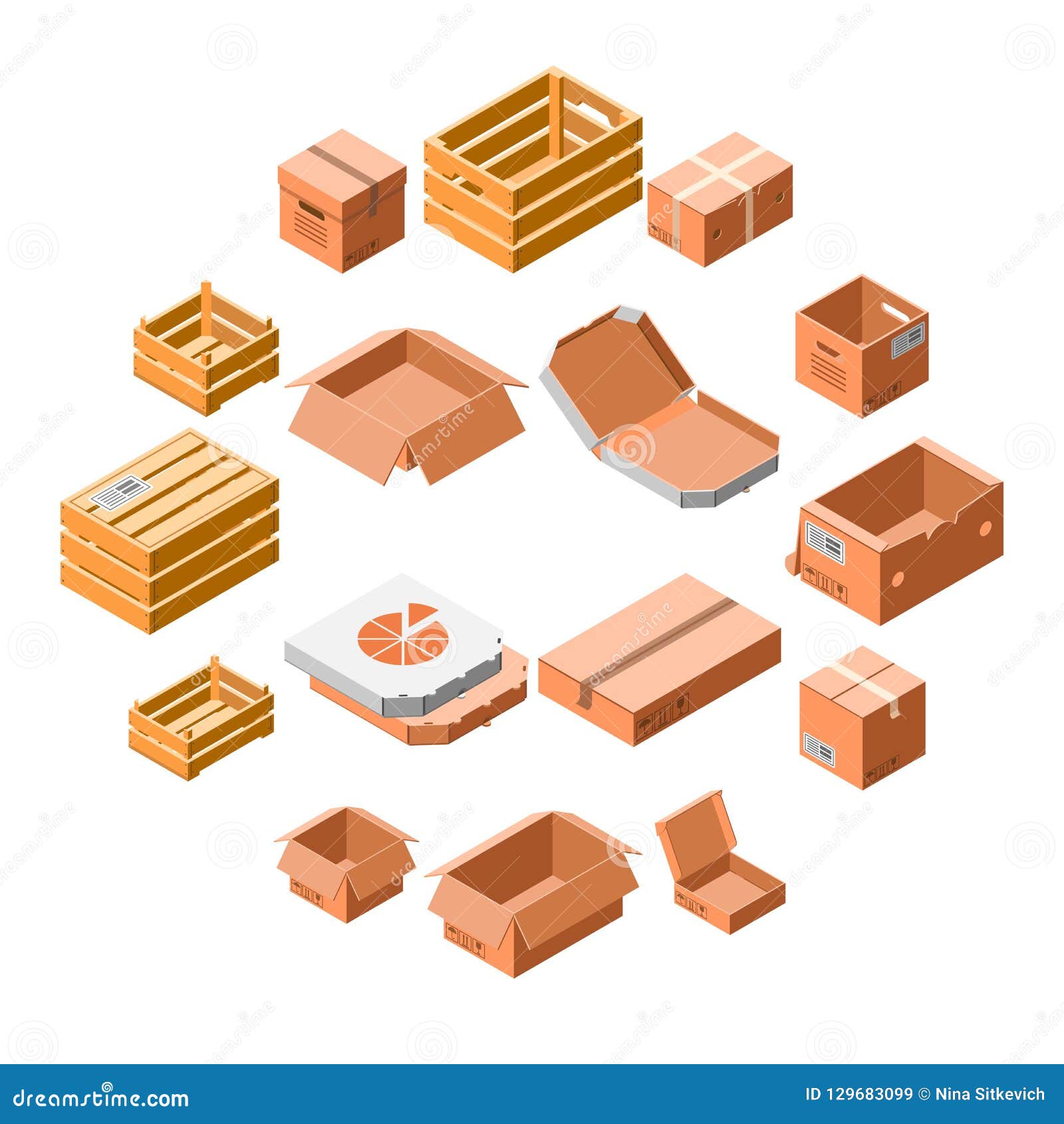 Packing Box Icon Set, Isometric 3d Style Stock Vector - Illustration of ... Packing Box Icon Set, Isometric 3d Style Stock Vector - Illustration of ...