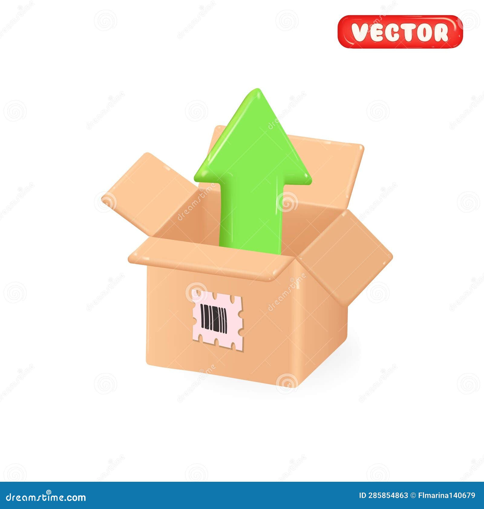 The Packing Box is Open and the Little Green Arrow is Pointing Down ...