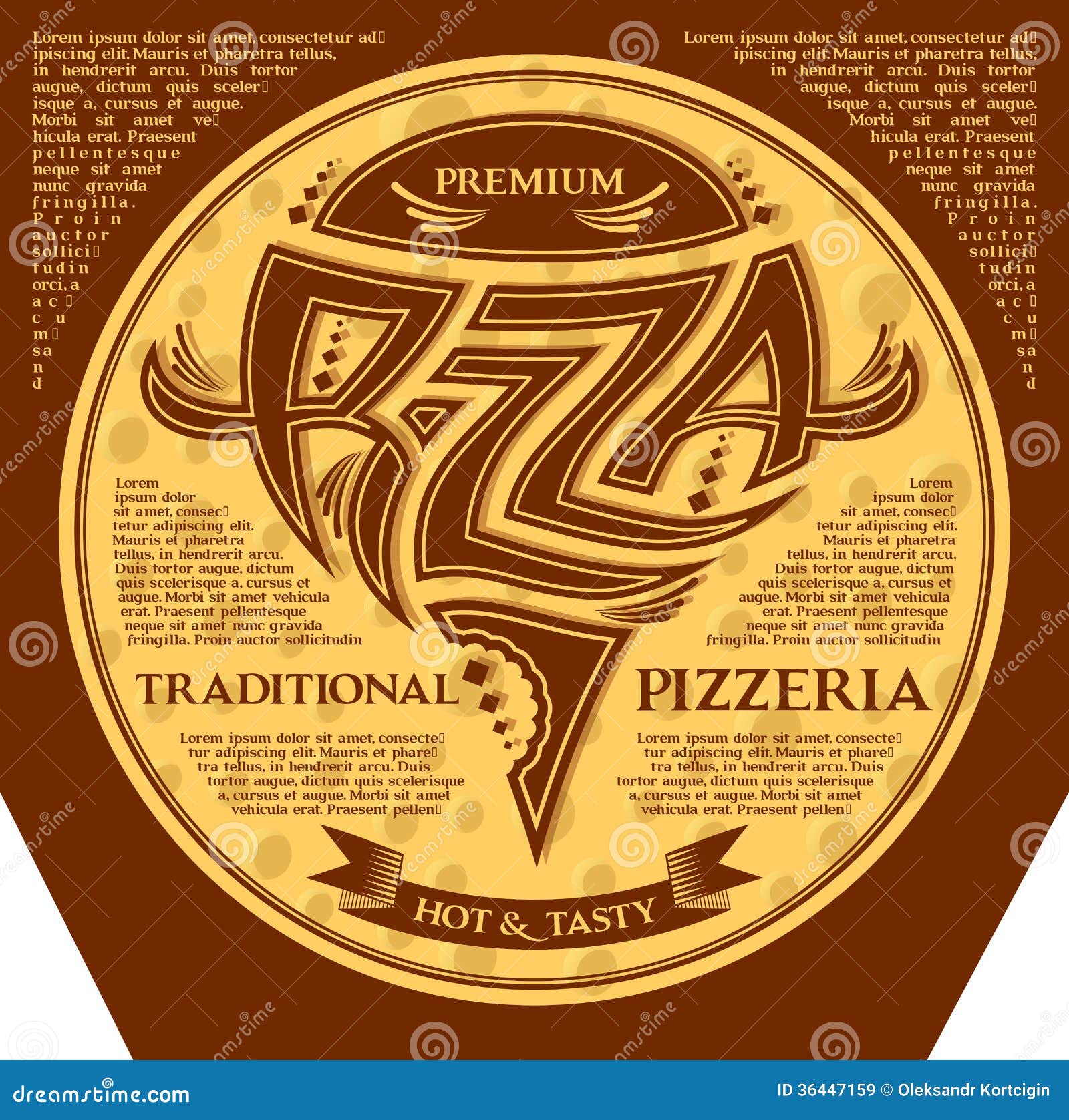 Packing Box Pizza with Inscriptions and Emblem Stock Vector ...