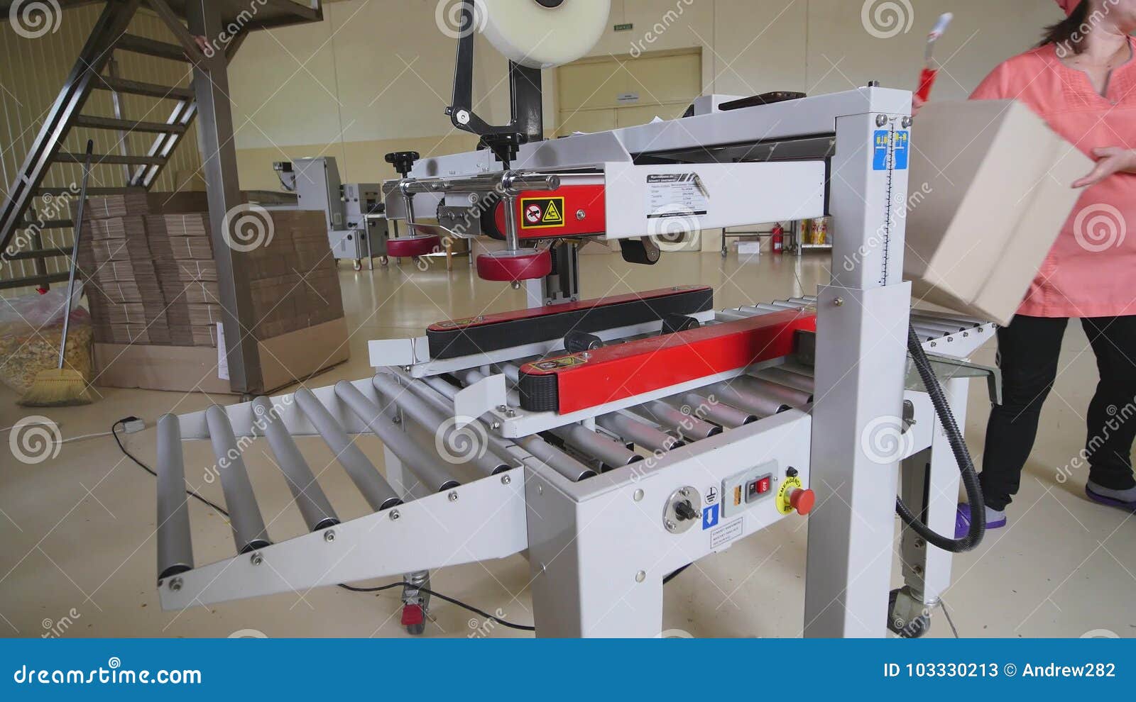 Packing Boxes Along Conveyor Stock Image - Image of factory, high ...