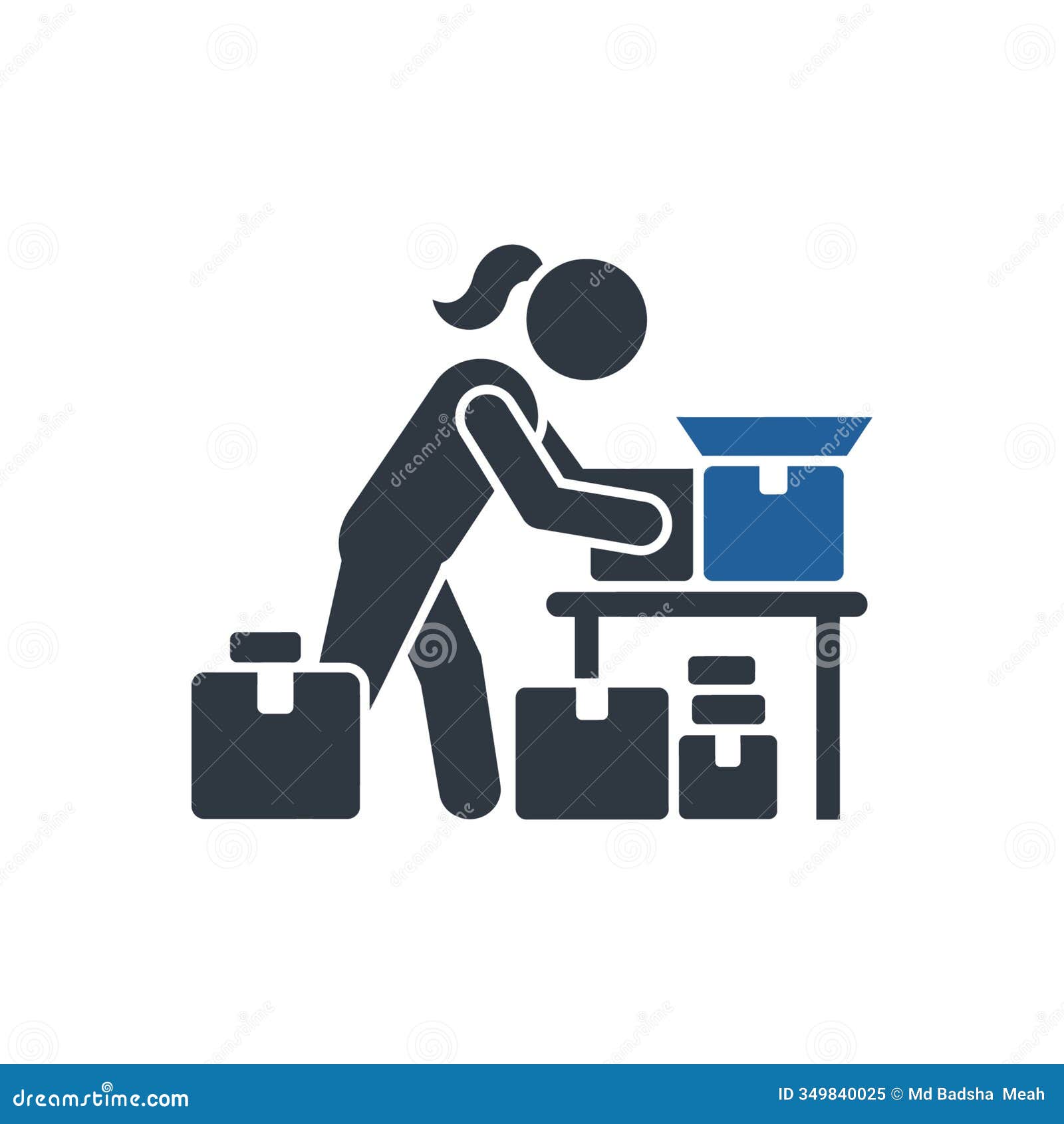 Packing Boxes Icon stock vector. Illustration of symbol - 349840025