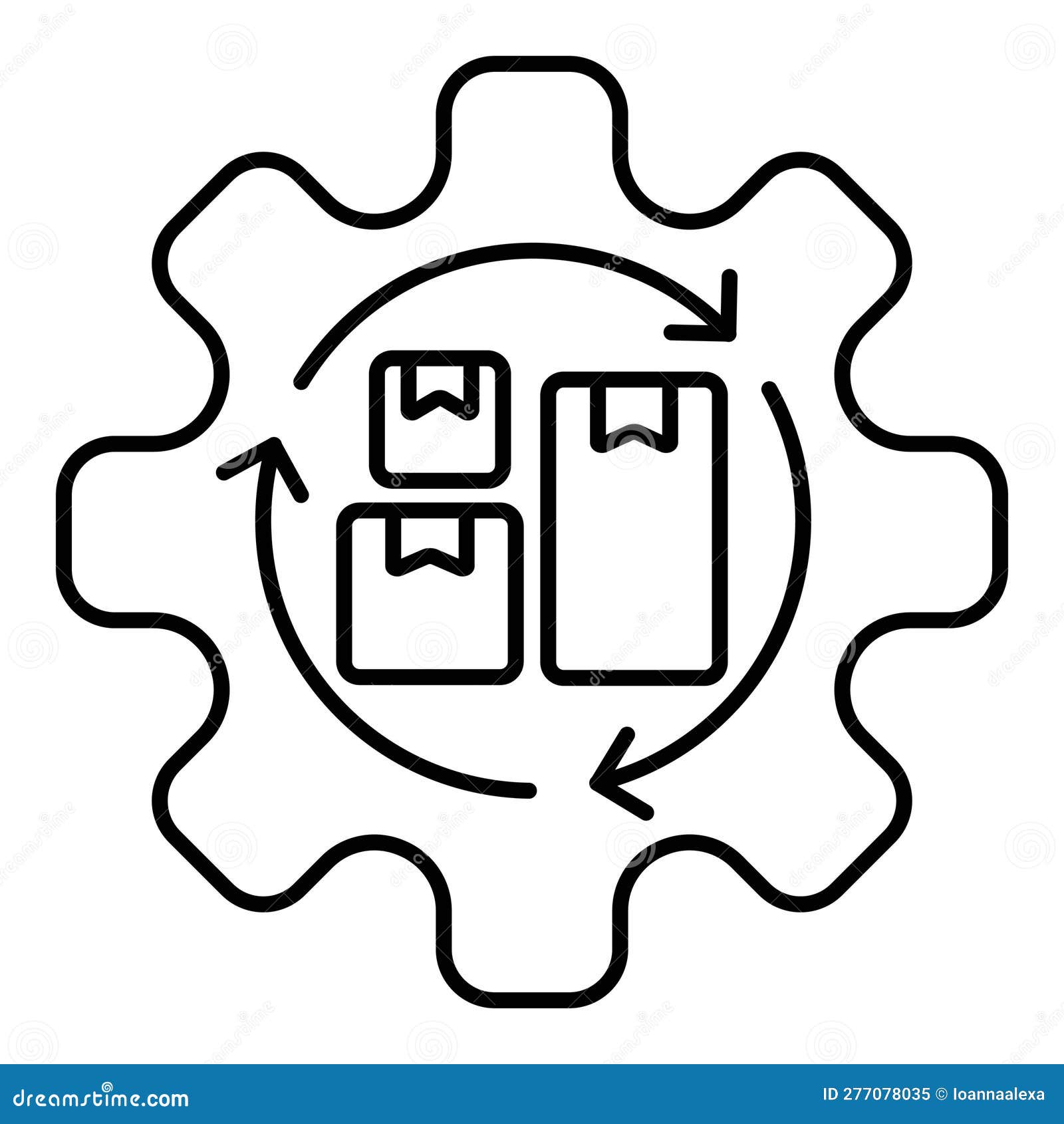 Packing Boxes Inside Three Cyclic Arrows and Gear. Simple Outline ...