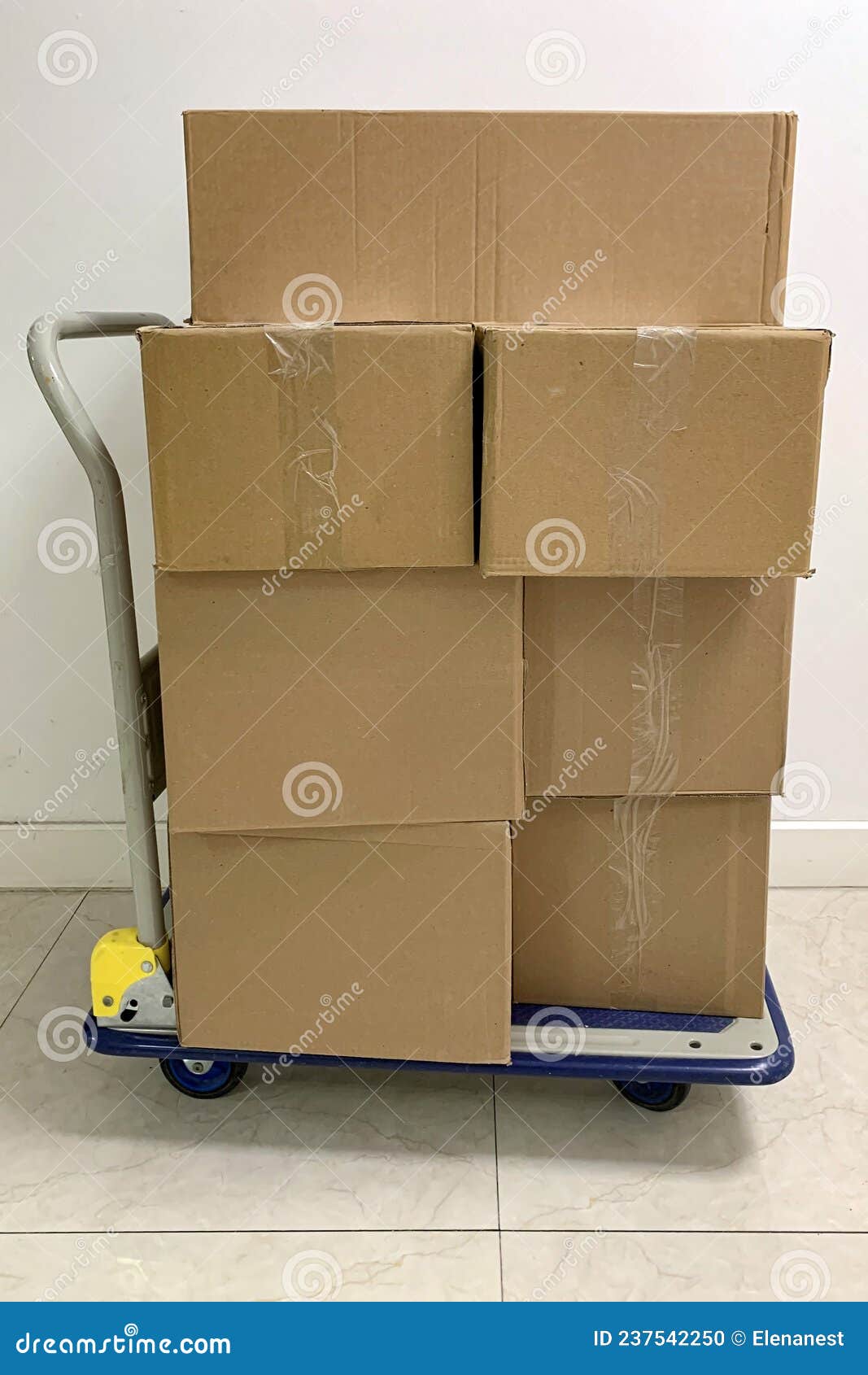 Packing Boxes Stacked on a Trolley Stock Photo - Image of parcel ...