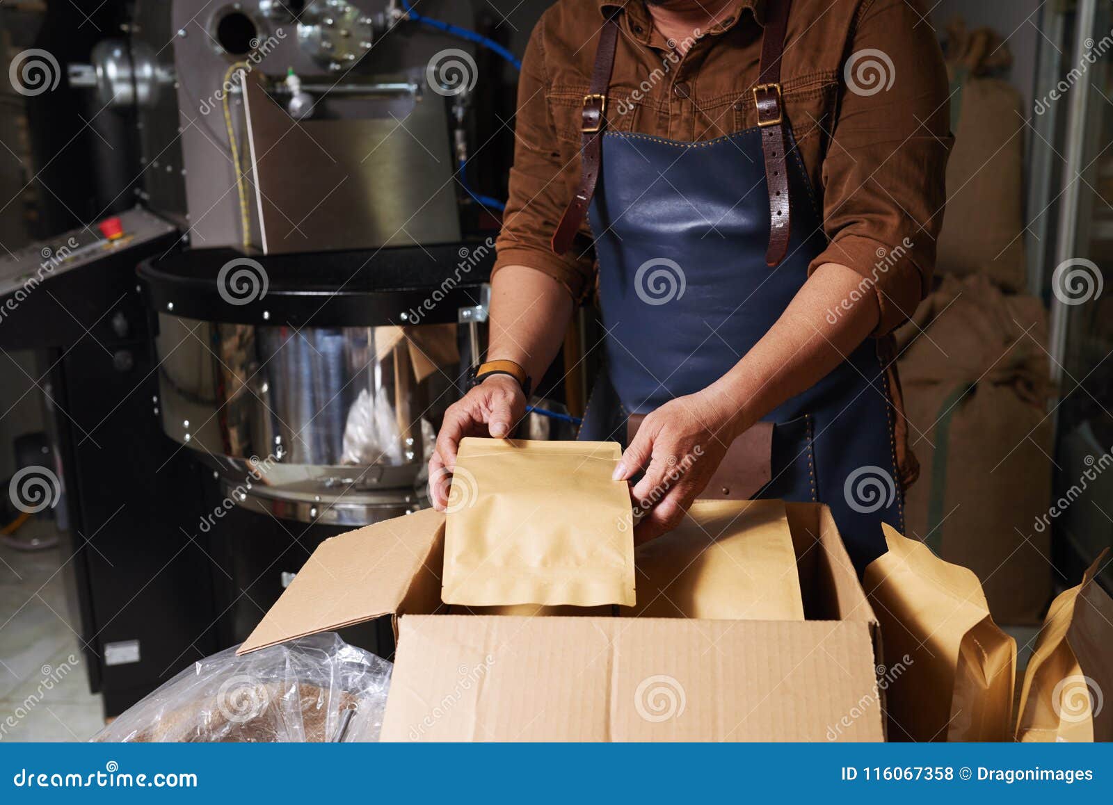 Packing coffee stock photo. Image of coffee, cropped - 116067358