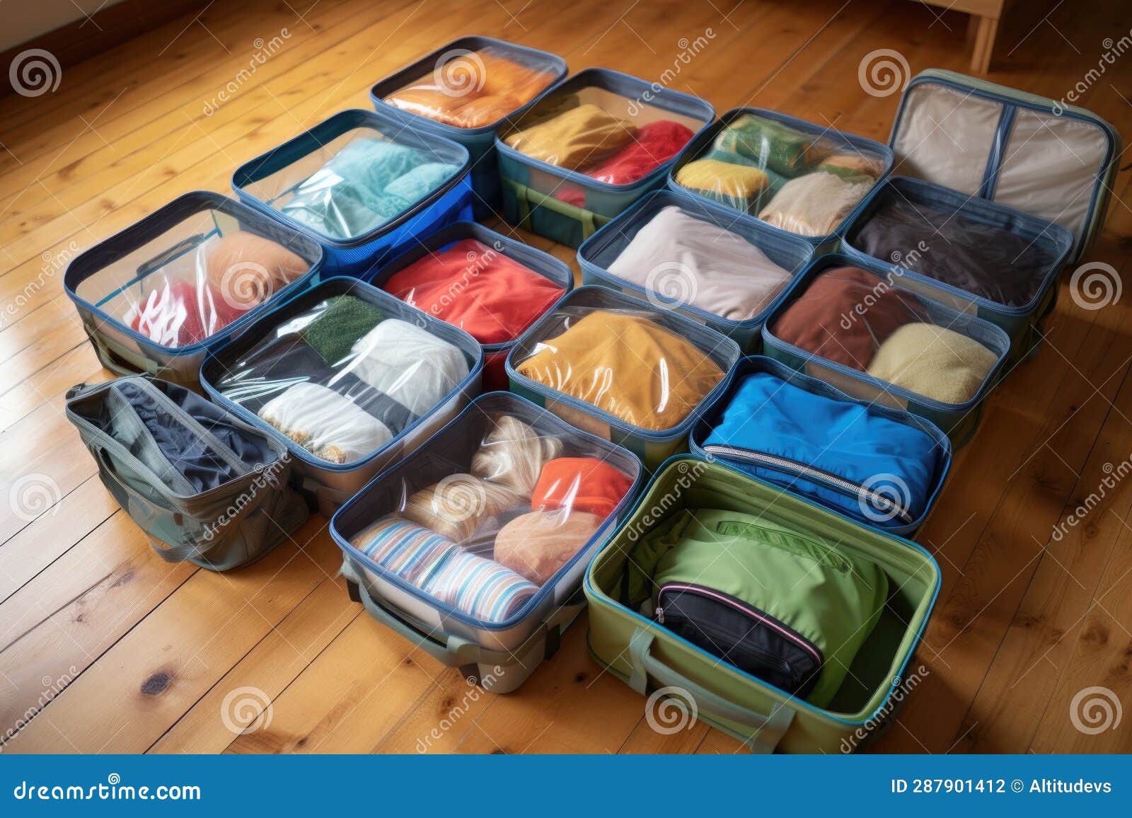 Packing Cubes Organized with Various Items Stock Photo - Image of ...