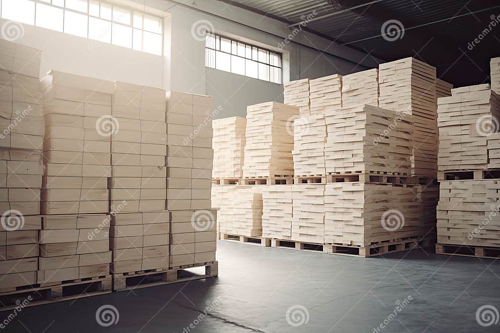 Packing Goods in a Warehouse on Pallets Stock Illustration ...