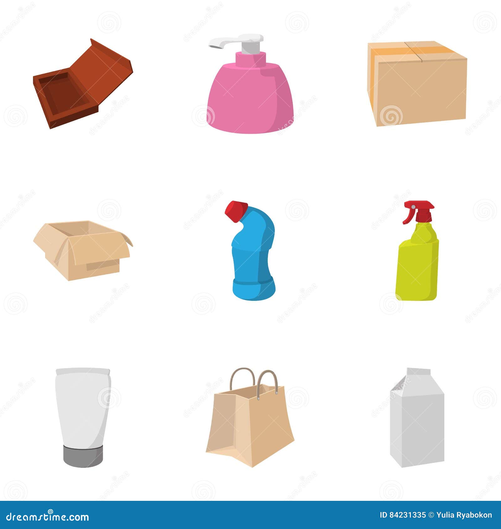 Packing Icons Set, Cartoon Style Stock Vector - Illustration of ...