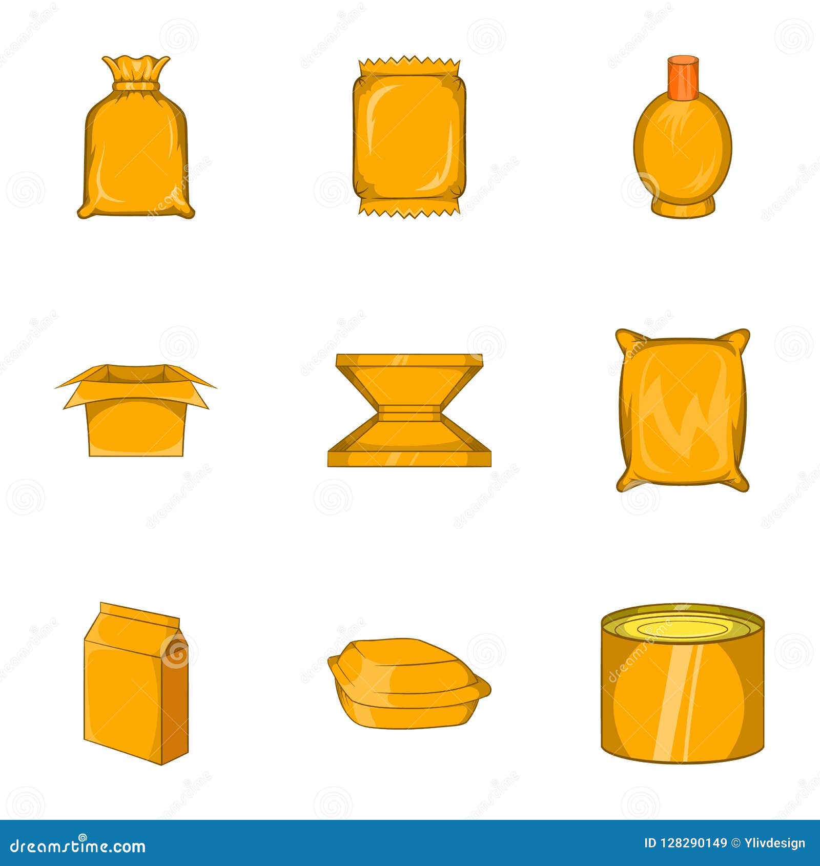 Packing Icons Set, Cartoon Style Stock Illustration - Illustration of ...